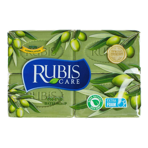 RUBIS Care Green Soap Bars with Olive Oil 125g x 4 pcs - 6299 - PEGAS STORE