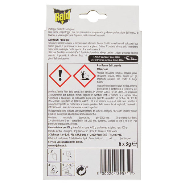 Raid Wardrobe Gel (Pack of 6) Lavender Scent Protection for Full Seaso ...